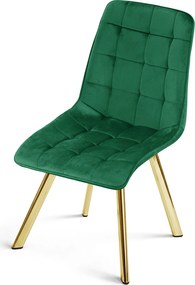 Jídelní židle CIEZA VELVET se zlatými nohami, zelená