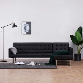 vidaXL 282229 Marketos L-shaped Sofa Bed Black Faux Leather