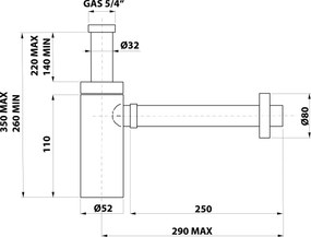Sapho King umyvadlový sifon 1"1/4 odpad 32 mm chrom 0595PR25K7 Koupelny Bernold