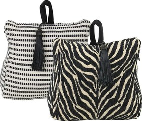 Krémovo-černá bavlněná dveřní zarážka Zebra - 10*21*17cm