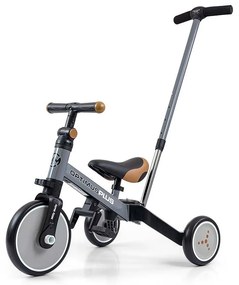MILLY MALLY Dětská tříkolka 4v1 Milly Mally Optimus Plus s vodící tyčí grey