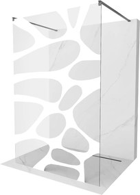 Mexen Kioto, sprchová zástěna Walk-In 140 x 200 cm, 8mm čiré sklo bílý vzor, ​​grafitový profil, 800-140-002-95-97