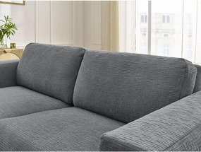 Tmavě šedá žinylková pohovka na každodenní spaní/rozkládací 220 cm Hugo – Bobochic Paris
