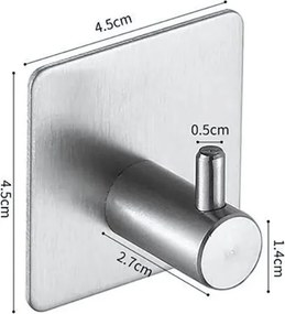 Verk Group Drážky, háčky, věšáky, samolepící, koupelna, kovové, 4 ks, bez vrtání