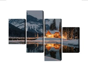 Vícedílný obraz Emerald Lake V Kanadě V Zimě Nedostatek Nedostatek Plátno Canvas 120x75