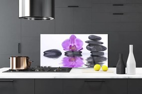 Kuchyňský skleněný panel Květ Kameny Umění 120x60 cm
