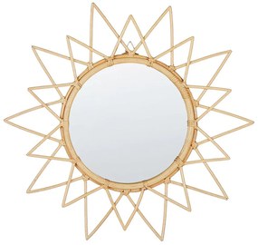 Nástěnné ratanové zrcadlo ⌀ 61 cm přírodní AROEK Beliani