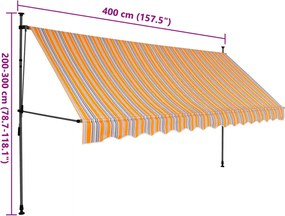 vidaXL Marketos Ručně zatahovací markýza s LED světlem 400 cm žlutomodrá