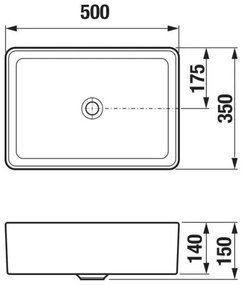 JIKA H8184230001121 - Umyvadlo na desku CUBITO 50x35 cm keramika/bílá