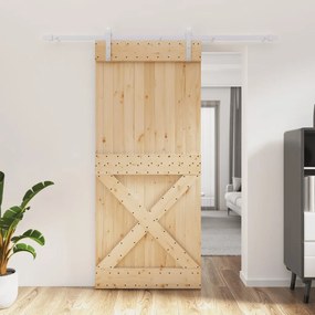 Posuvné dveře s kováním 90 x 210 cm masivní borové dřevo,  3203041