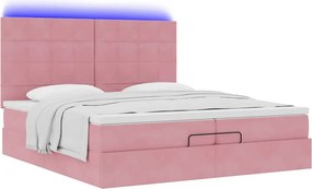 Osmanský rám postele s matrací růžová 200x200cm samet 3314347