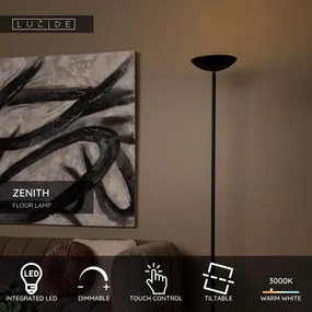 Lucide 19791/20/30 - LED Stmívatelná stojací lampa ZENITH LED/20W/230V černá