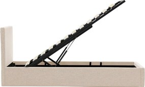 Béžová čalouněná jednolůžková postel s úložným prostorem s roštem 90x200 cm Nahiri – Kave Home
