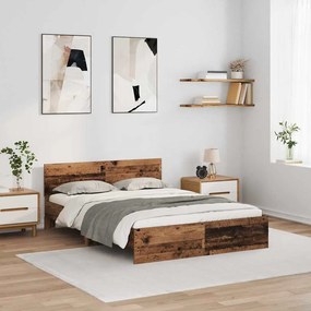 Rám postele s čelo Staré dřevo 140 x 190 cm Kompozitní dřevo 3403571