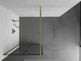 Mexen Kioto sprchová zástěna 90x200 cm 8 mm, zlatý profil, sklo černý vzor 1, 800-090-101-01-77