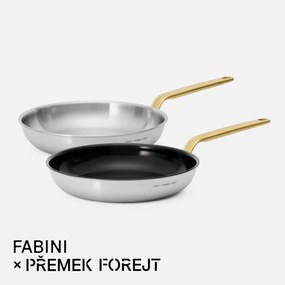 Fabini Sada pánví FABINI & Forejt, ø 26 cm, 2 díly - Nerezová beznýtová pánev z vícevrstvé nerezové oceli + nepřilnavá nerezová beznýtová pánev s keramickým povrchem z vícevrstvé nerezové oceli