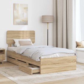 Rám postele s čelo Sonoma dub 100 x 200 cm Dřevěný materiál 3412215