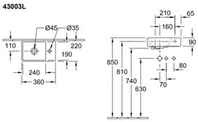 Villeroy & Boch 43003L01 - Závěsné umyvadlo AVENTO 36x22 cm keramika/bílá