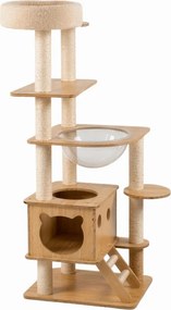Kočičí stromové škrabadlo HAPPY CAT 147x40x40 cm, béžové