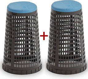 Plastový odpadkový koš na 120 l pytle 1+1 ZDARMA černý, modré víko
