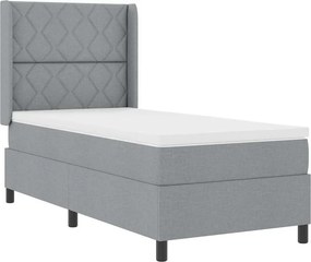 Postel s boxspringem s čelo Světle šedá 200 x 100 cm textil 3341693