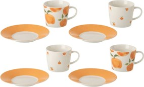 Kávová sada 4 šálků s podšálky Casa Naranja - Ø 13*7 cm / 200 ml
