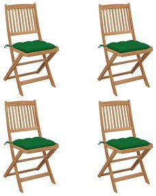 Skládací zahradní židle s poduškami 4 ks masivní akáciové dřevo,  3064691