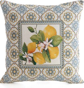 GOBELÍNOVÝ DEKORAČNÍ POVLAK NA POLŠTÁŘ LEMON1 45X45 CM VZOROVANÁ