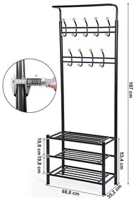 SONGMICS Předsíňový věšák Eldec černý