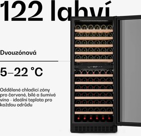 Klarstein Velaire vestavná vinotéka | Moderní, elegantní | Ochrana proti UV | Dvě zóny | 122 lahví