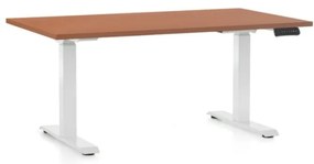 Výškově nastavitelný stůl OfficeTech D, 120 x 80 cm, bílá podnož, třešeň
