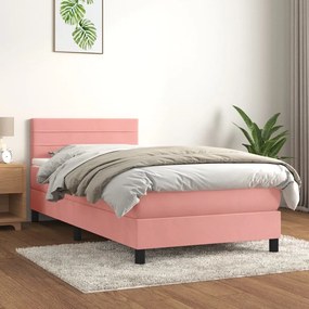 Box spring postel s matrací růžová 100x200 cm samet,  3141352