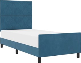 Postel s boxspringem s čelo Tmavě modrá 90 x 190 cm samet 3344979