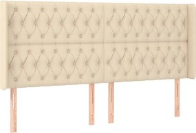 Box spring postel s matrací a LED krémová 180x200 cm textil 3139138