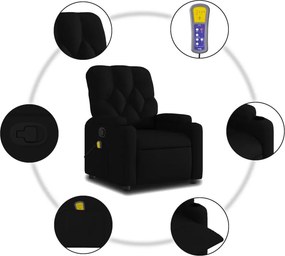 Masážní křeslo s polohovacím mechanismem, černé, látkové 3206066