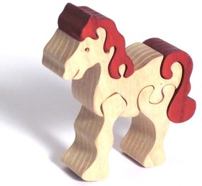 Fauna Dřevěné vkládací puzzle z masivu malý kůň bílý