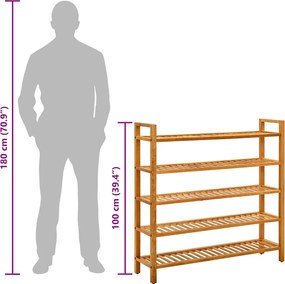 Botník s 5 policemi 100 x 27 x 100 cm masivní dubové dřevo 331751