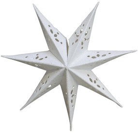 Bílá papírová hvězda s glitry Vintage - 13 cm