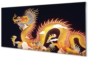 akrylový obraz Golden Japanese Dragon 140x70 cm