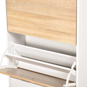 HOMCOM Botník se 3 šuplíky, skleněnou policí a hliníkovými úchyty pro předsíň, nosnost 50 kg, 60x24x105,5 cm