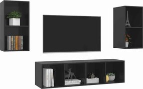 vidaXL Nástěnné TV skříňky 4 ks dřevotříska [3079871] Barva: Betonová šedá