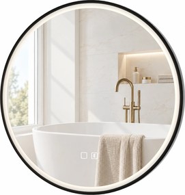 HOMCOM kulaté LED zrcadlo Ø 60 cm s Bluetooth, černé