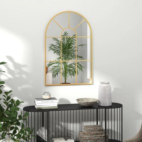 HOMCOM nástěnné zrcadlo okenní zrcadlo 91 x 60 cm dekorativní s kovovým rámem závěsné zrcadlo do obývacího pokoje ložnice ve zlaté barvě | Aosom.de