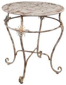 Bílý antik kovový zahradní bistro stůl se včelkami French - Ø 69*76 cm