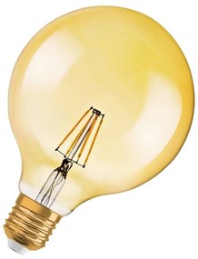 Zlatá LED vintage žárovka E27 6,5 W GLOBE, teplá bílá