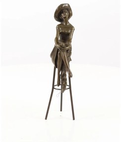 Bronzová socha soška Žena s kloboukem