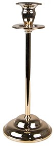 Zlatý lesklý kovový svícen na úzkou svíčku Portier – 10x25 cm