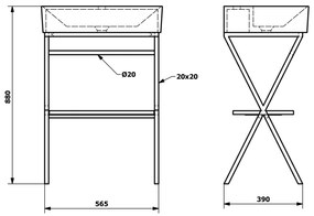 Sapho Sapho, FERRO podstavec s umyvadlem 600x880x420mm, černá