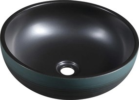Sapho Sapho, PRIORI keramické umyvadlo na desku Ø 41cm, černá/zelená, PI039