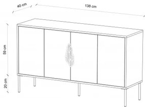 Komoda SKANDICA MERLIN 138 cm, černá a zlaté kovové nohy SKANDICA 8717